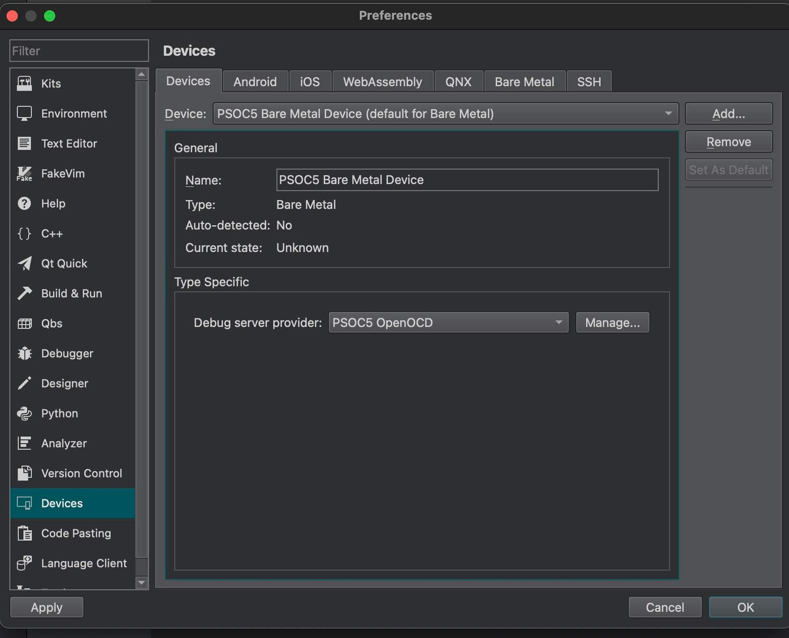 PSOC5LP and QT-Creator (Bare Metal) – SoC Maker